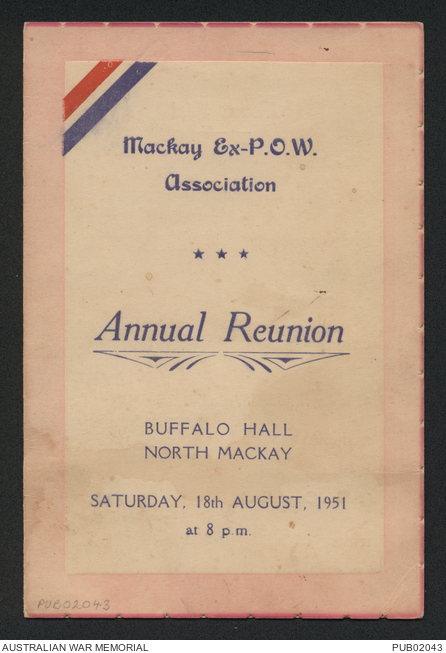 [Menu] Mackay Ex-P.O.W. Association Annual Reunion Menu | Australian ...