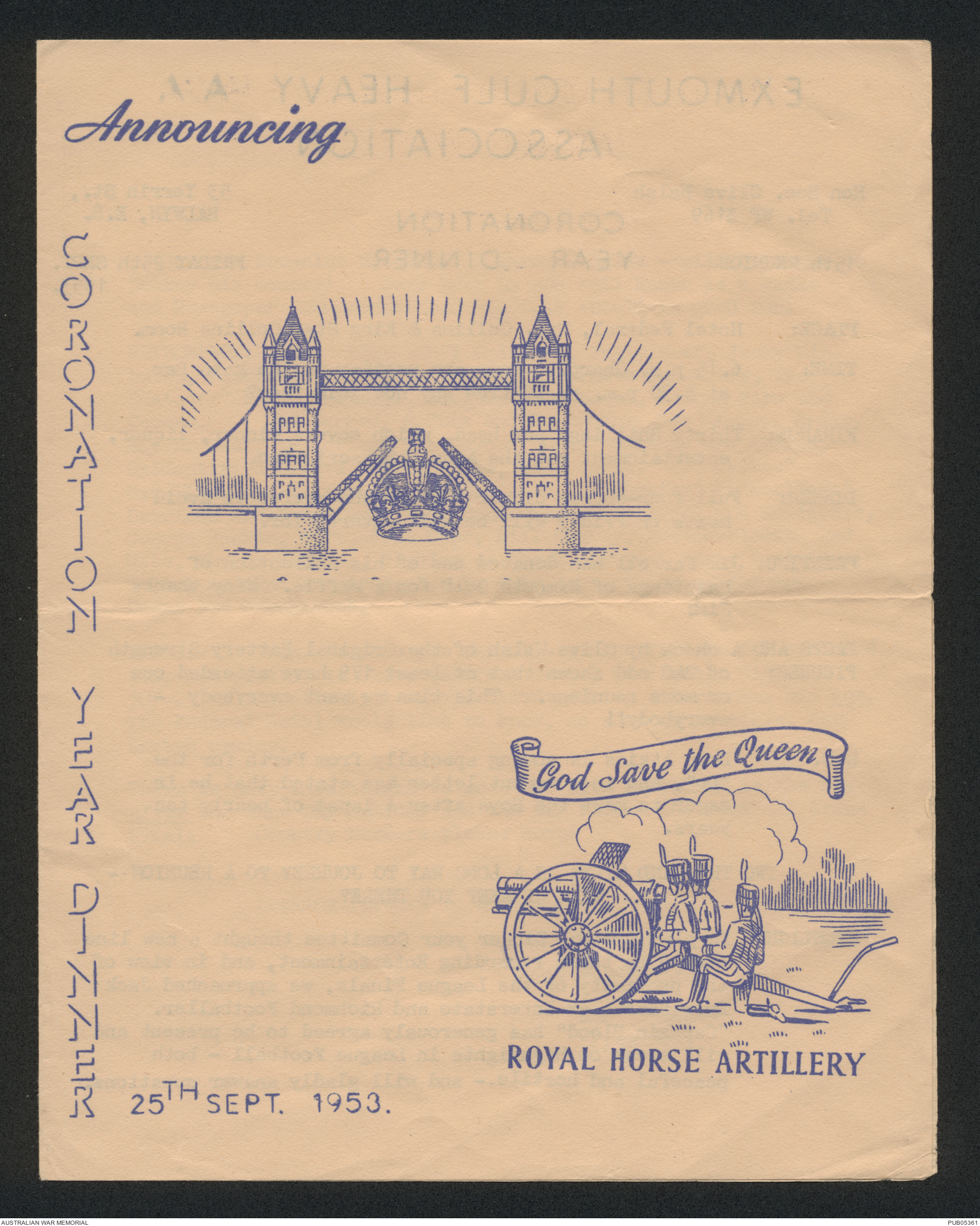 [Menu] Announcing Coronation Year Dinner | Australian War Memorial