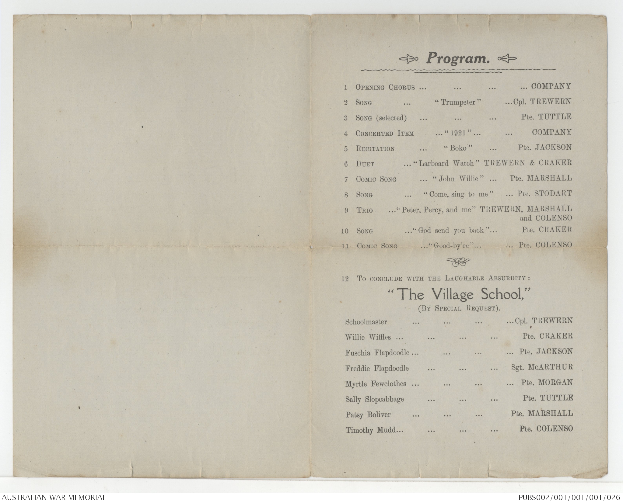 [Concert program] Item 26: Souvenir program | Australian War Memorial