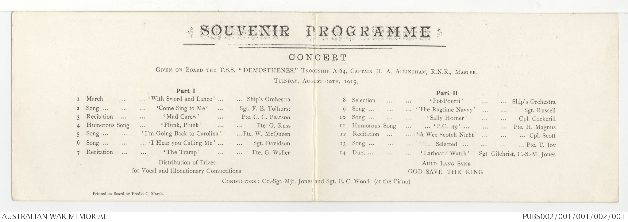 [Concert program] Item 1: Souvenir program | Australian War Memorial