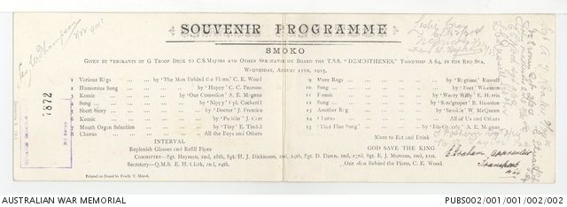 Item 2: Souvenir program | Australian War Memorial