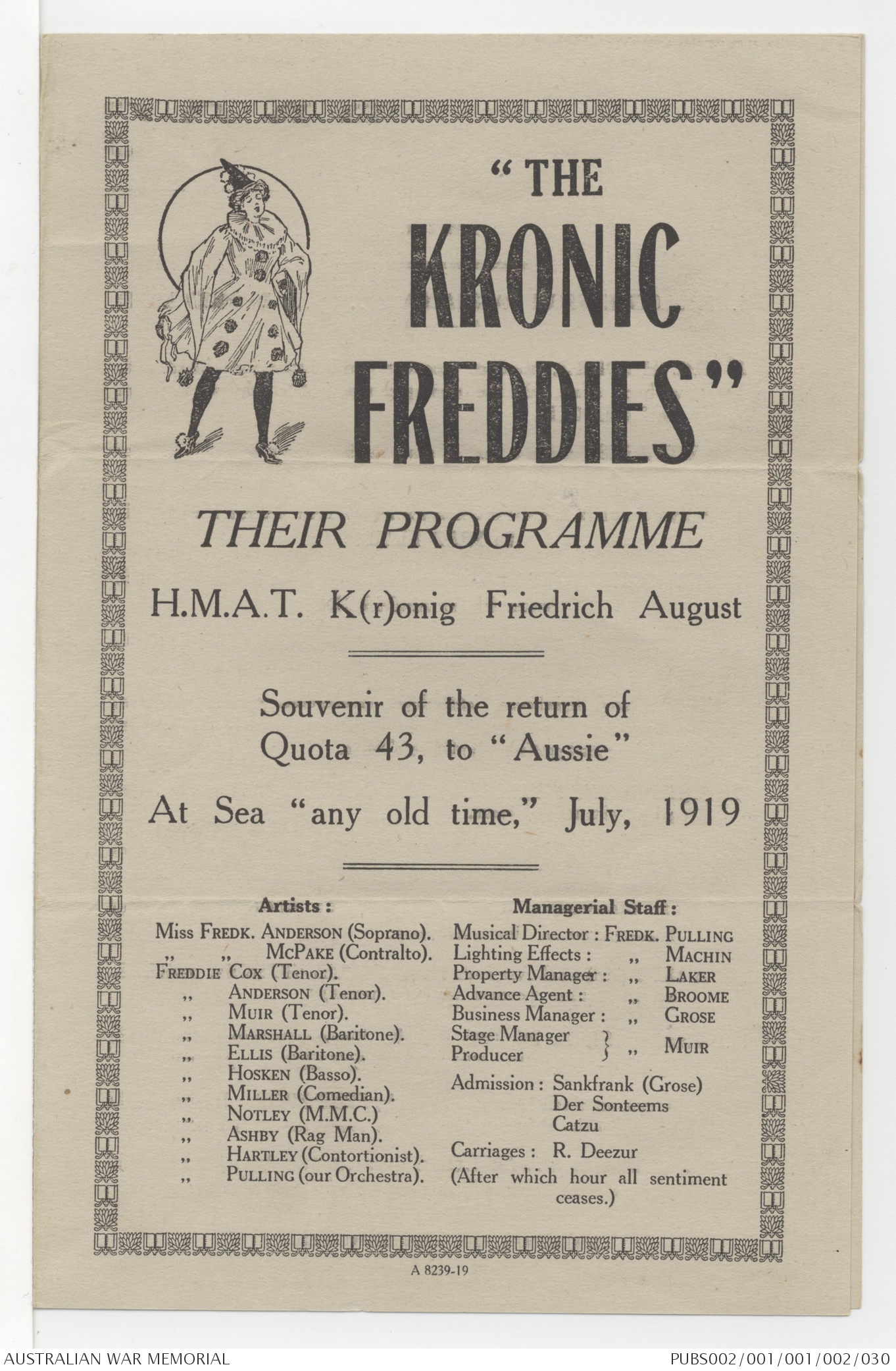 Item 30: The Kronic Freddies | Australian War Memorial