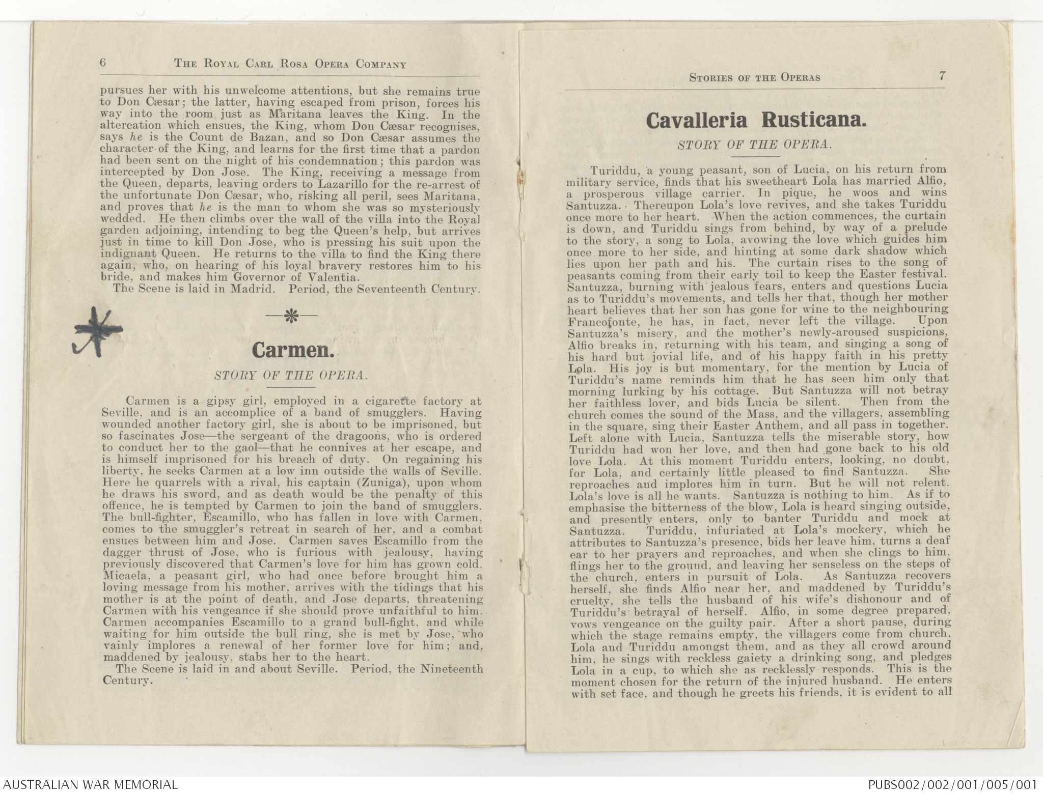 Item 1: The Royal Carl Rosa Opera Company | Australian War Memorial