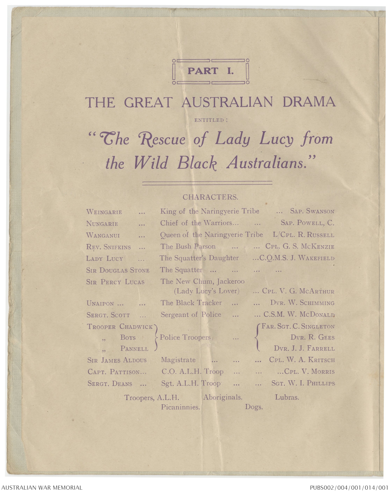 [Concert program] Item 1: AETD [Australian Engineers Training Depot ...