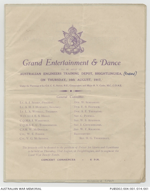 [Concert program] Item 1: AETD [Australian Engineers Training Depot ...