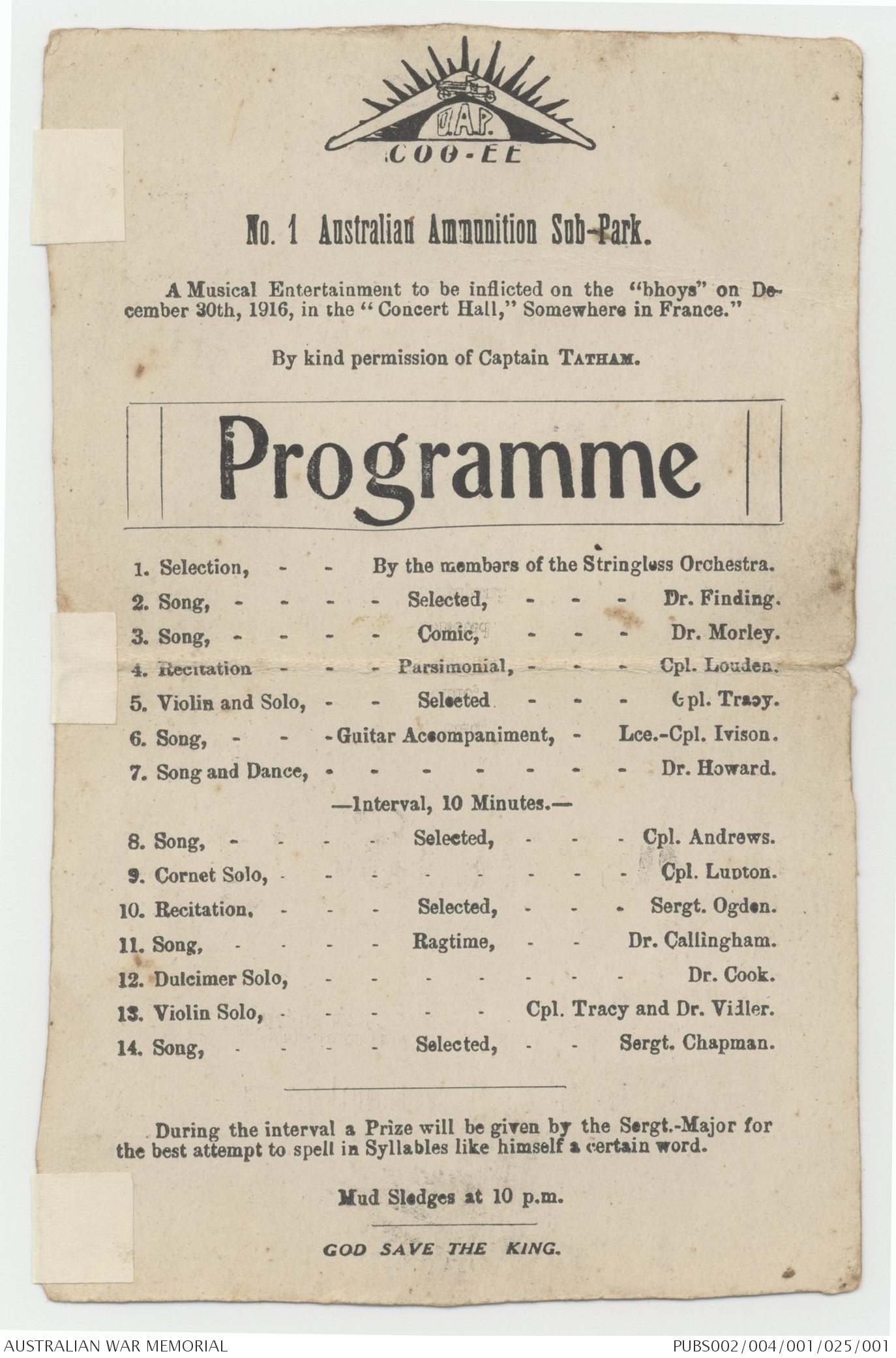 Item 1: Programme | Australian War Memorial