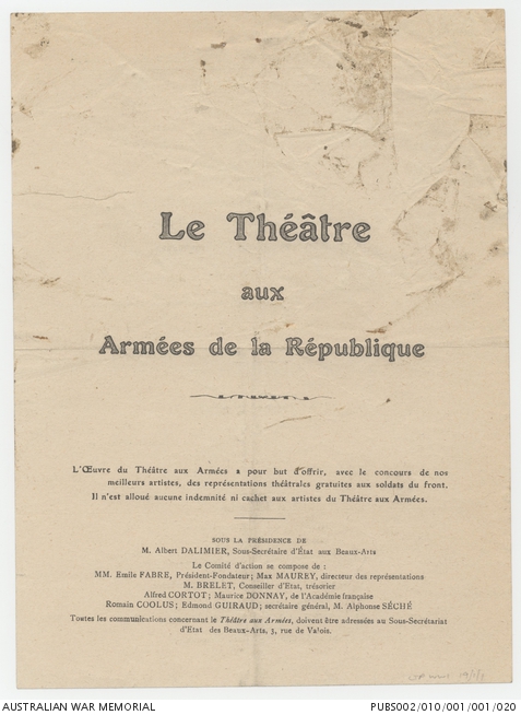 Item 20: Le Theatre aux Armees de la Republique [The Theatre with the ...