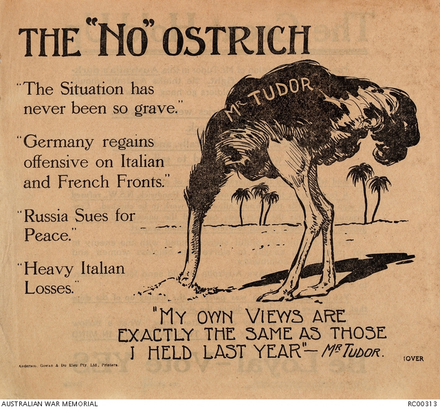 Front - "THE 'NO' OSTRICH." Reverse - "The Great Hold-Up. Be Loyal ...