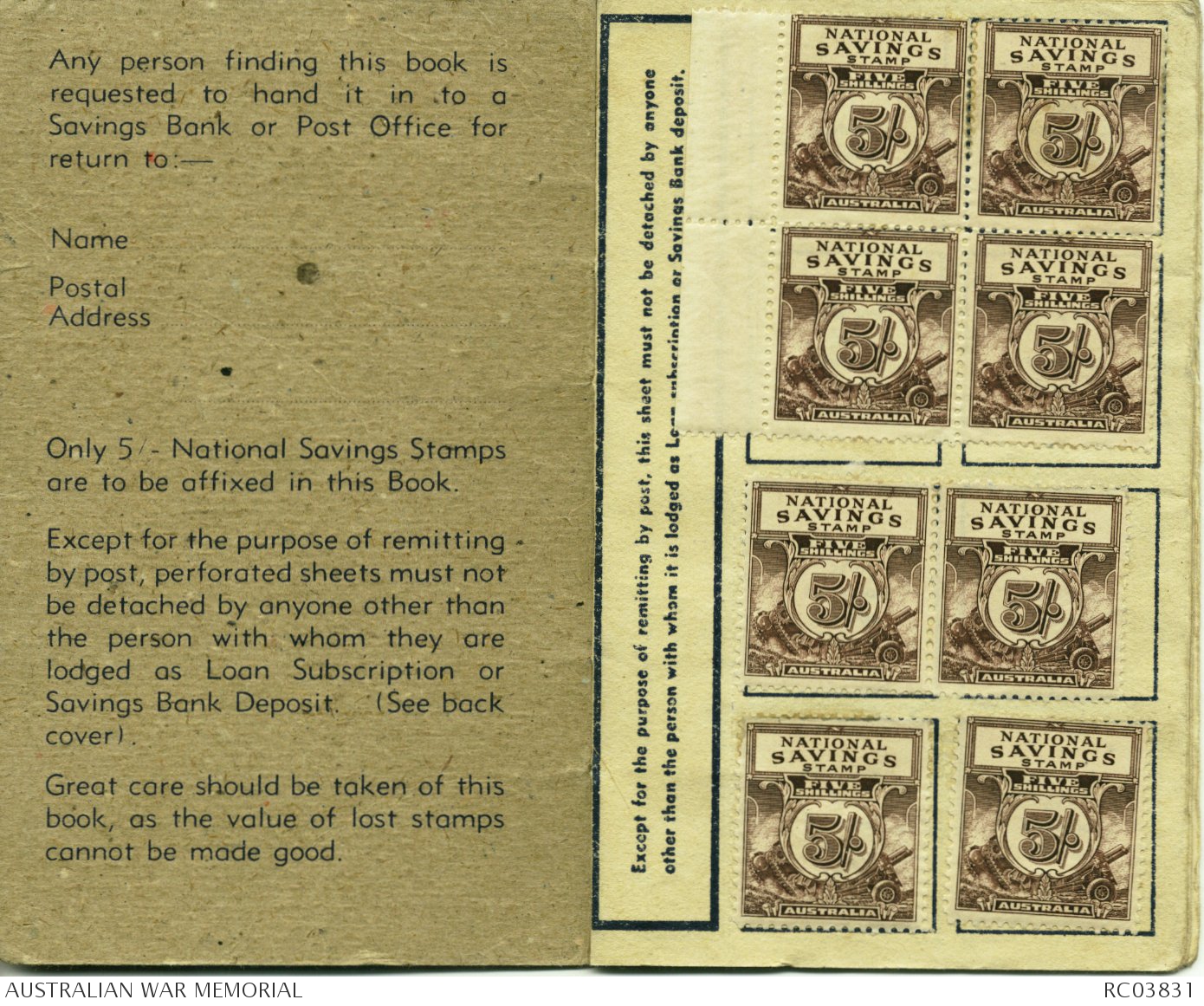 National savings stamp book | Australian War Memorial