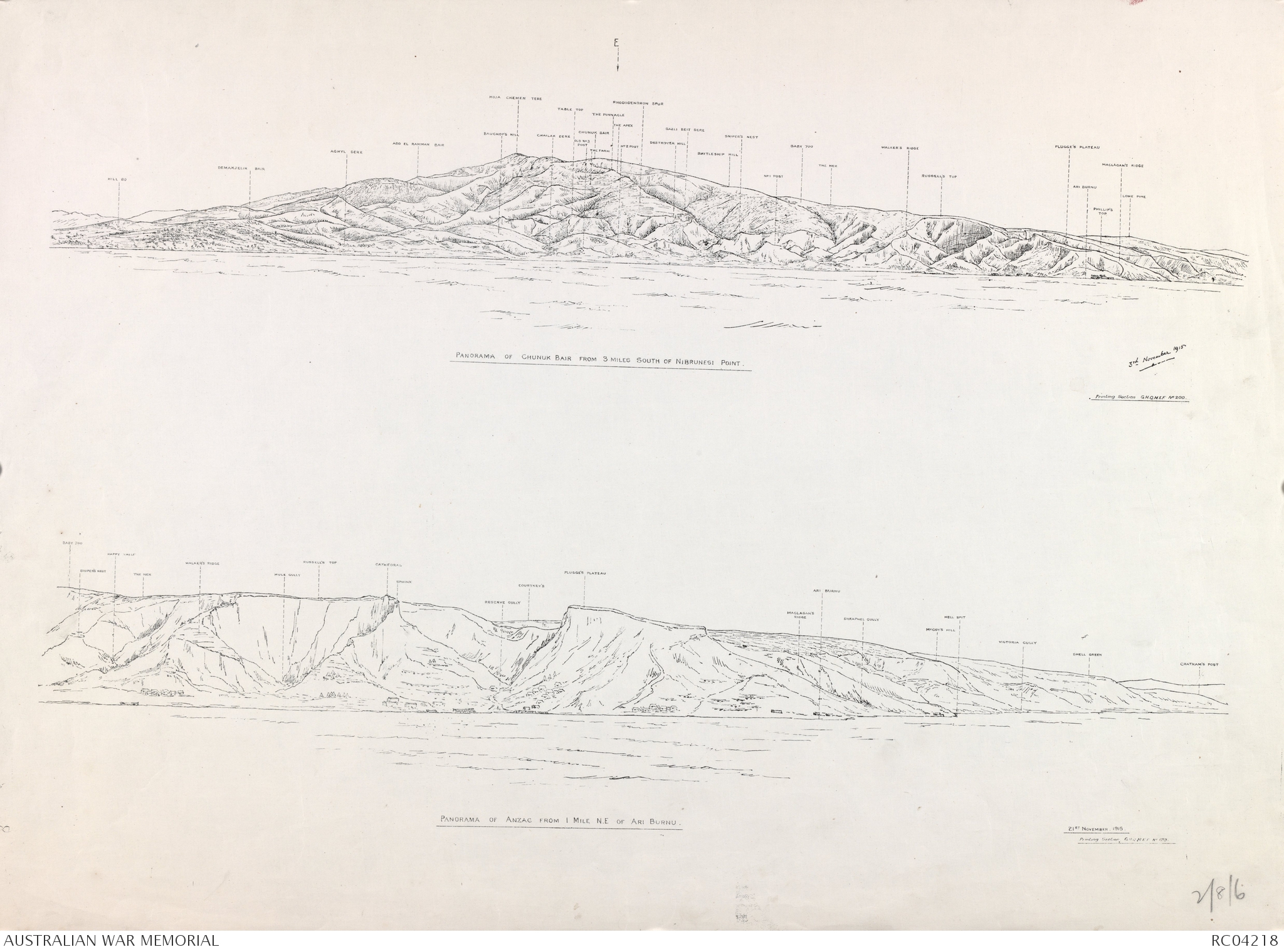 Gallipoli map: Panorama of Chunuk Bair from 3 miles south of Nibrunesi ...