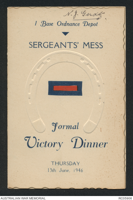 [Menu] Victory Dinner Menu | Australian War Memorial