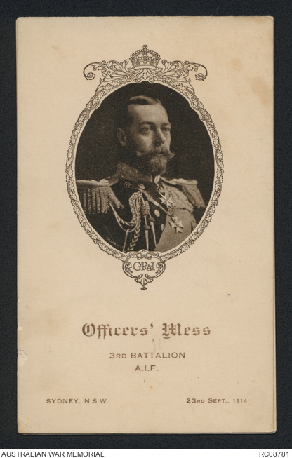 [Menu] for the Officers' Mess. | Australian War Memorial