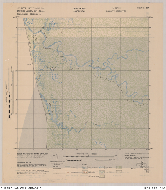 Jaba River : XIV Corps hasty terrain map, Empress Augusta Bay 1:20,000 ...