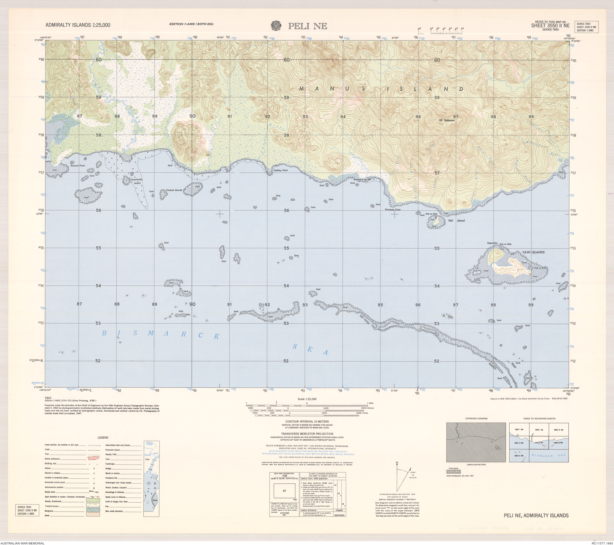 Peli NE : Admiralty Islands 1:25,000, sheet 3550 II NE | Australian War ...