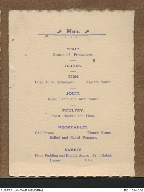 [Menu] Invitation and Menu for Australian Rifle Regiment Dinner ...