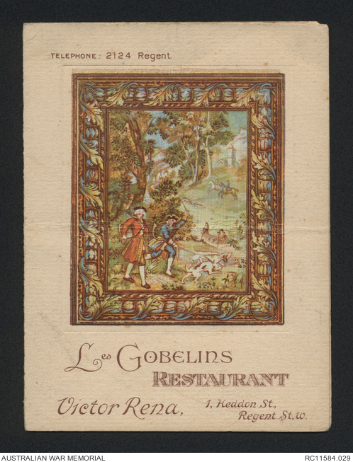 [Menu] Les Gobelins Restaurant, Victor Rena. Menu and playhouse ...