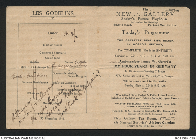 [Menu] Les Gobelins Restaurant, Victor Rena. Menu and playhouse ...