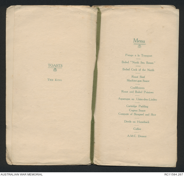 [Menu] 4th Battalion, 1st Infantry Brigade, Australian Imperial Forces ...