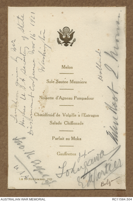 [Menu] Washington Naval Conference | Australian War Memorial