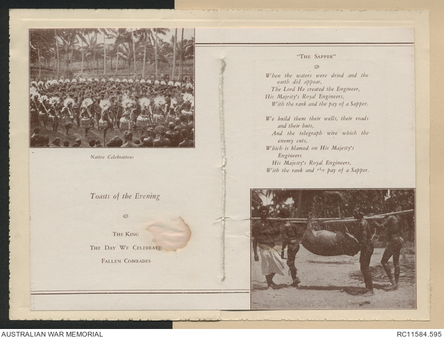 [Menu] Waterloo dinner, Officers’ Club, Lae | Australian War Memorial