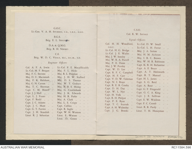[Menu] Waterloo dinner, Officers’ Club, Lae | Australian War Memorial