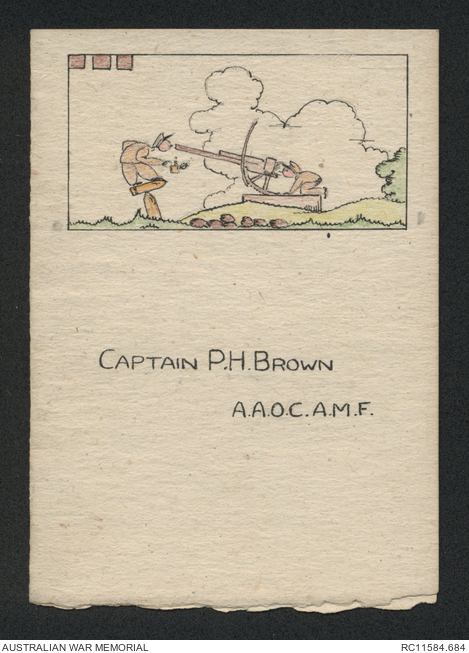 [Menu] Captain P.H. Brown, A.A.O.C., A.M.F. | Australian War Memorial