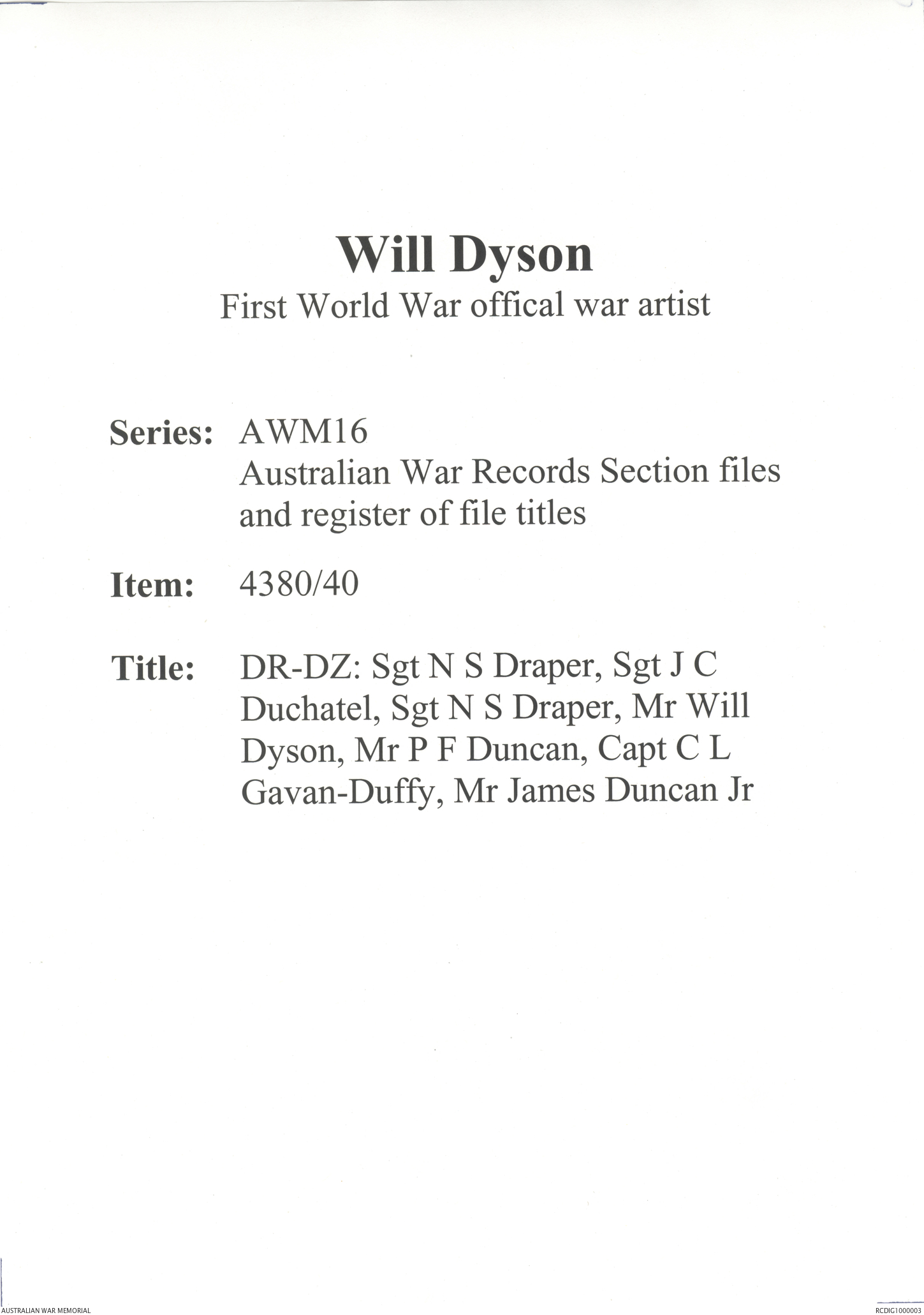 AWM16 4380/40 - [Australian War Records Section registry files and ...