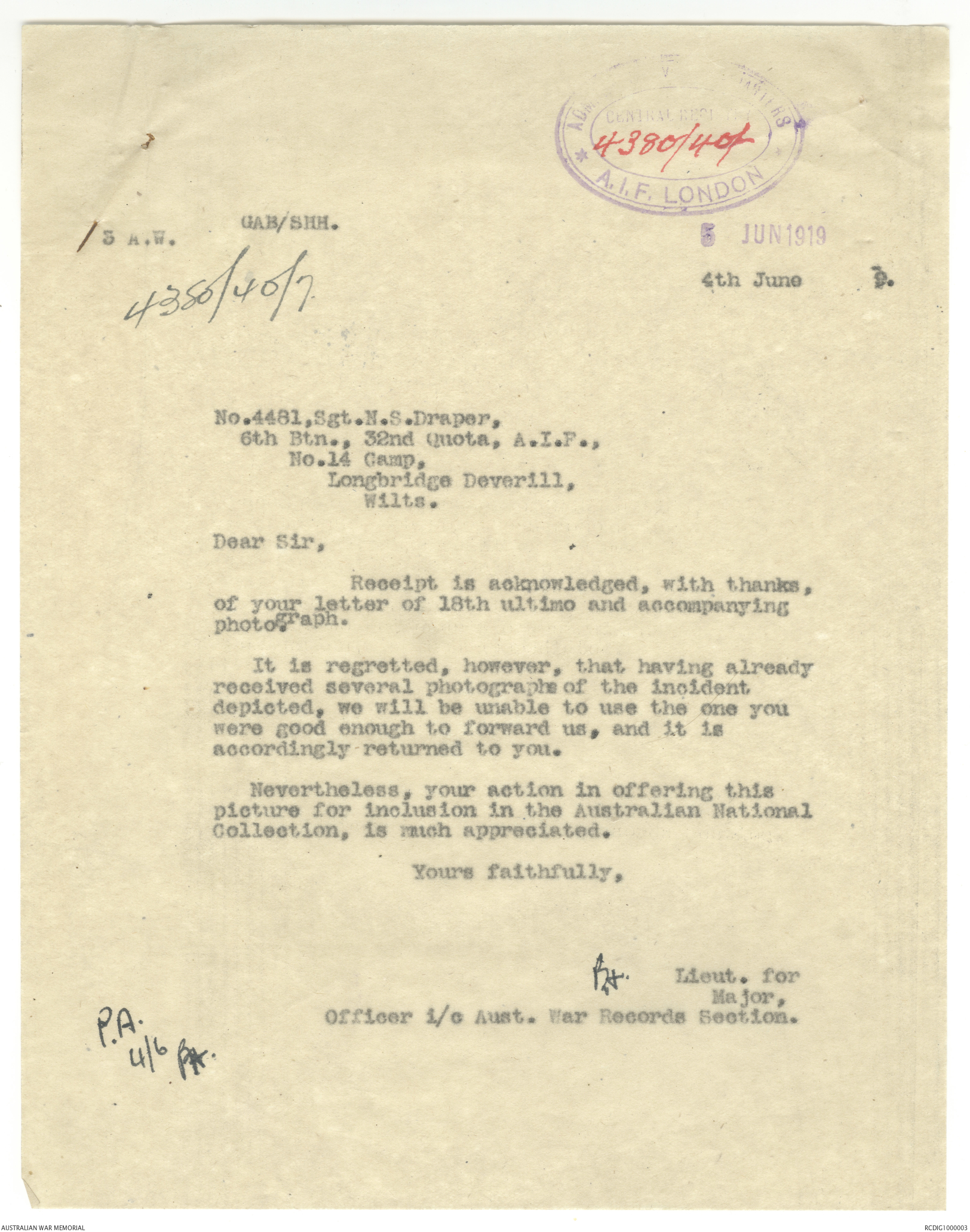 AWM16 4380/40 - [Australian War Records Section registry files and ...