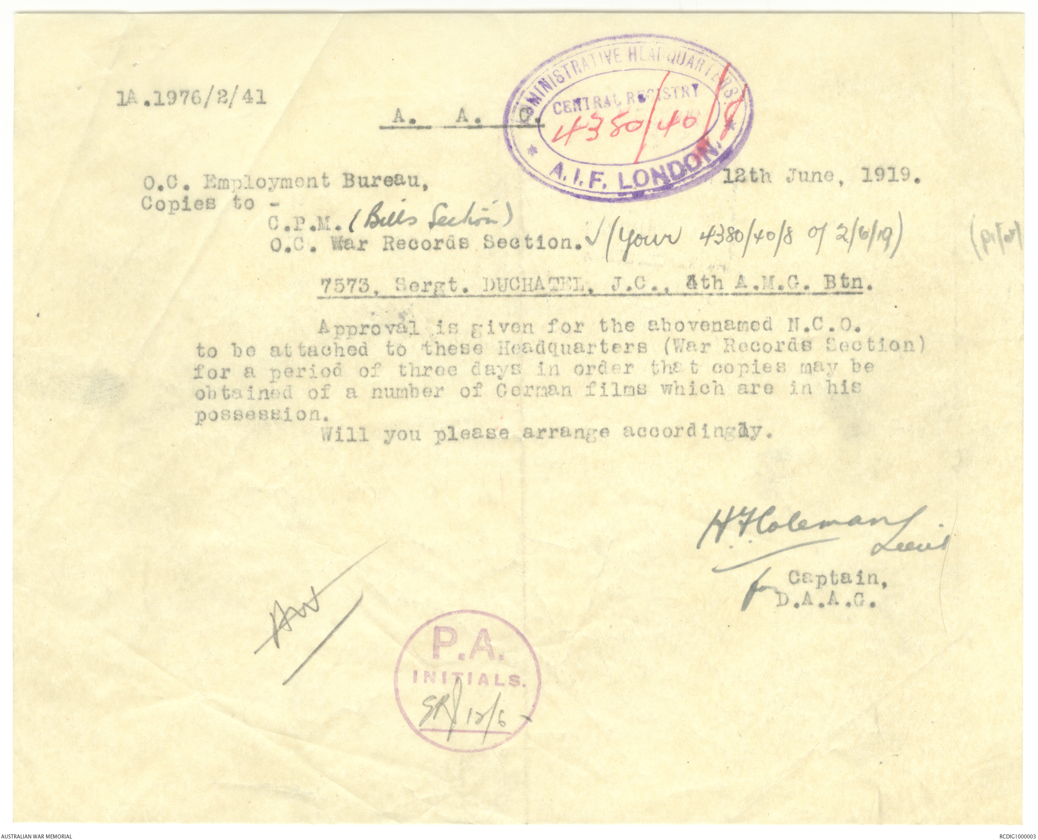 AWM16 4380/40 - [Australian War Records Section registry files and ...
