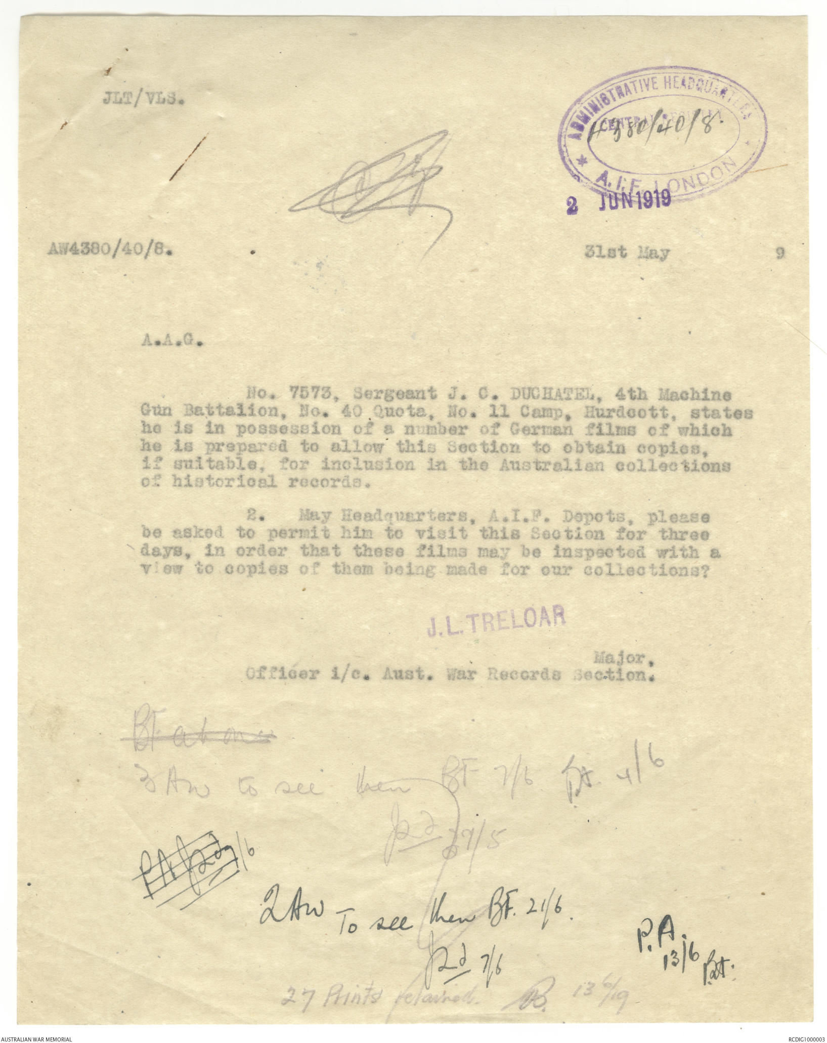 AWM16 4380/40 - [Australian War Records Section registry files and ...