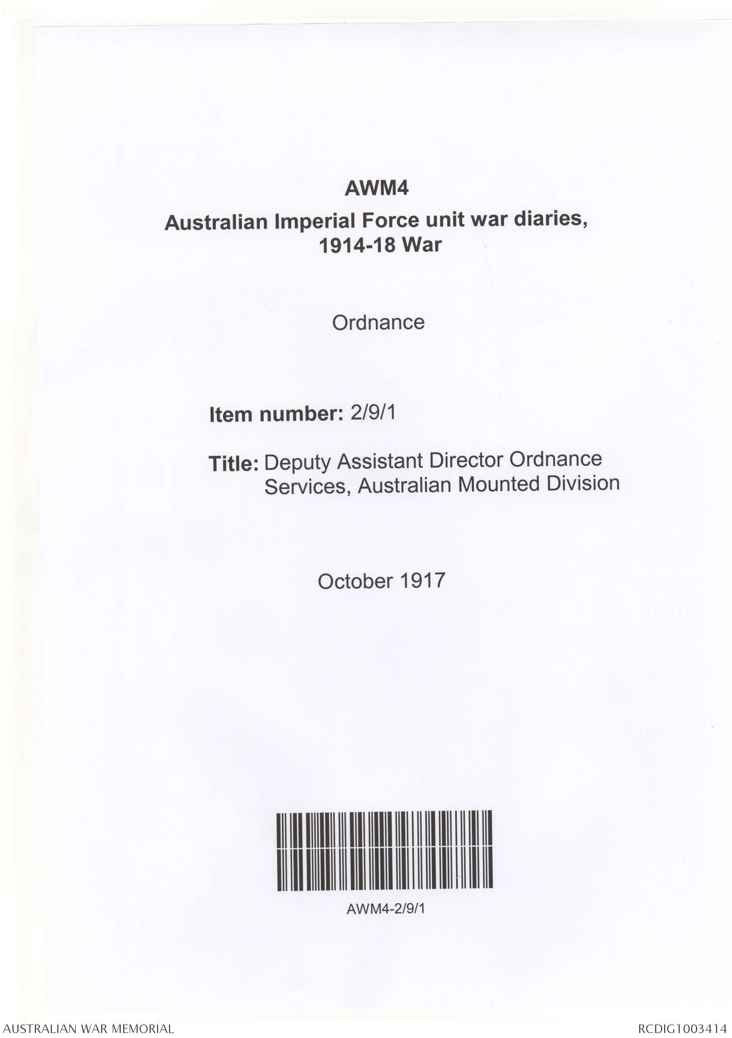 AWM4 2/9/1 - October 1917 | Australian War Memorial