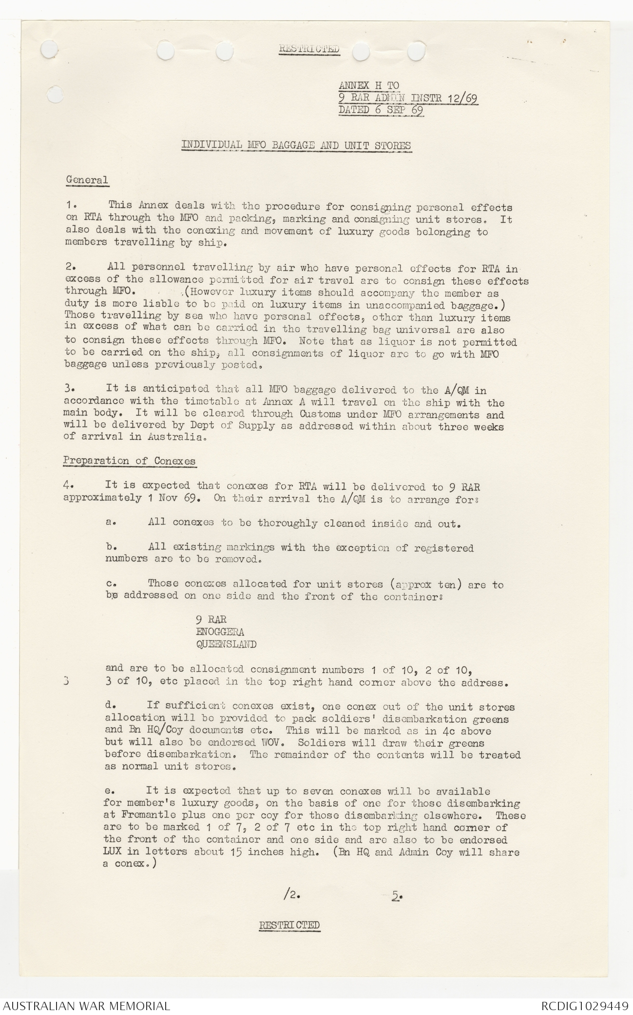 AWM95 7/9/24 - 1-30 September 1969, Annexes | Australian War Memorial