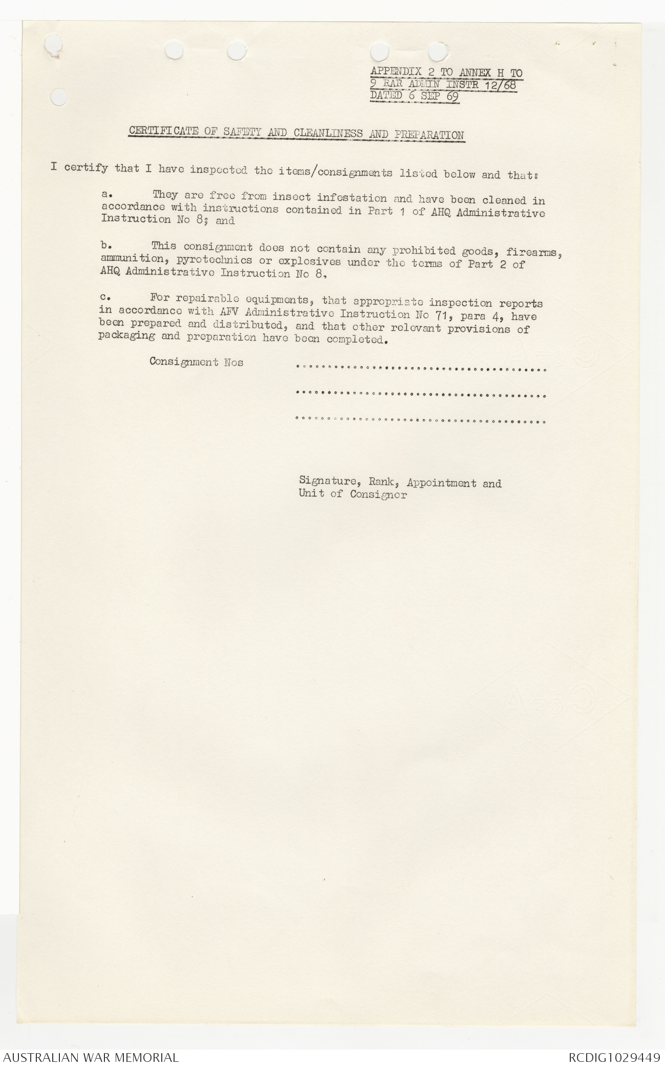 AWM95 7/9/24 - 1-30 September 1969, Annexes | Australian War Memorial