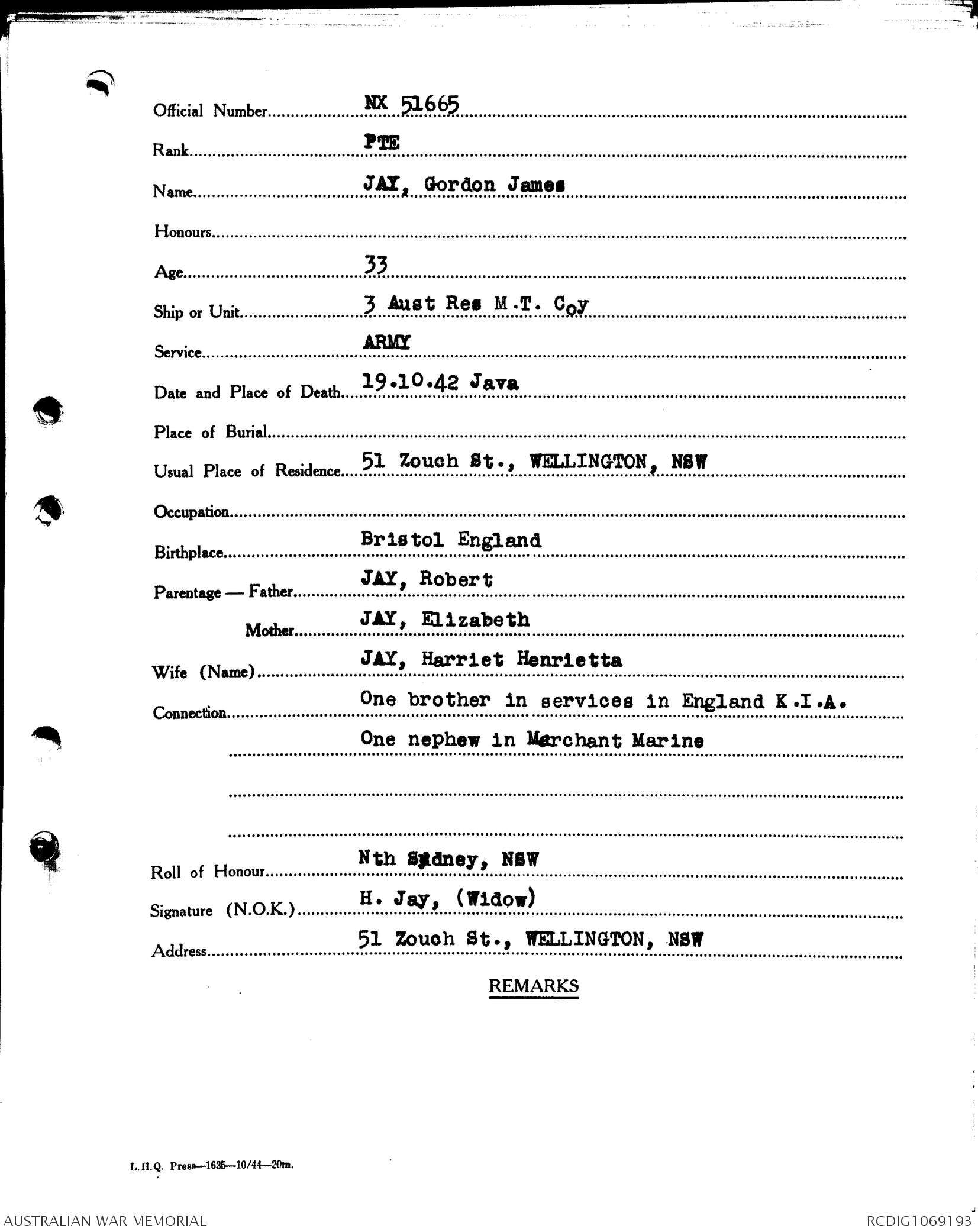 Gordon James Jay | Australian War Memorial