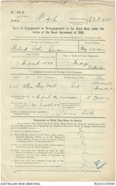 AWM266 4/7/1225 - 1225 Richard John Ewan | Australian War Memorial