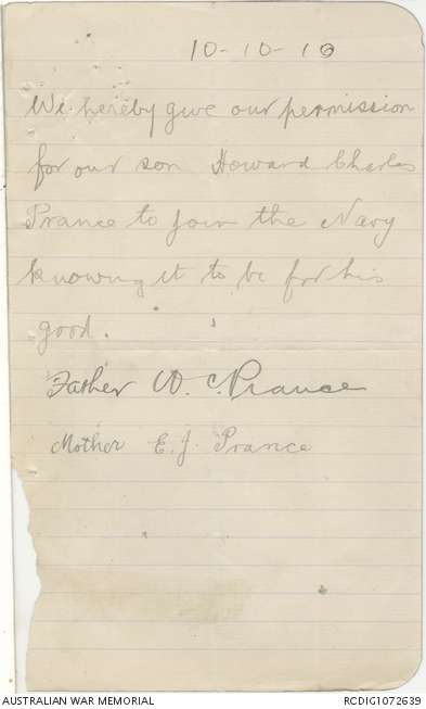 AWM266 6/4/1590 - 1590 Howard Charles Prance | Australian War Memorial