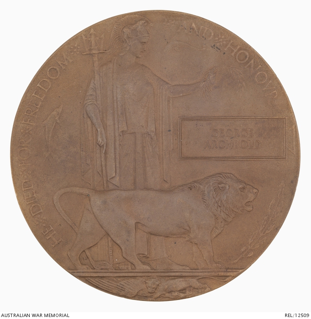 Next of Kin plaque : Sergeant G Archbold, 2/10th Manchester Regiment ...