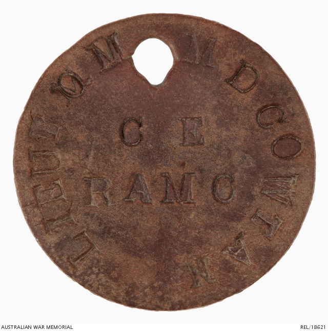 Compressed fibre identity disc : Lieutenant M D Cowtan, Royal Army ...