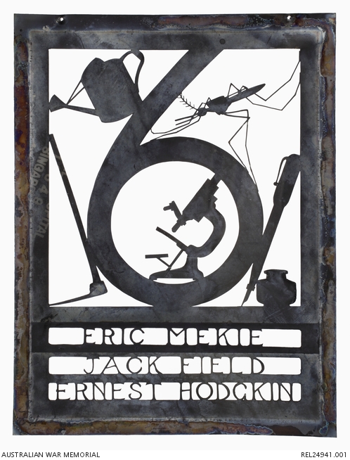 Changi gaol cell door sign : Eric Mekie, Jack Field, and Ernest Hodgkin ...