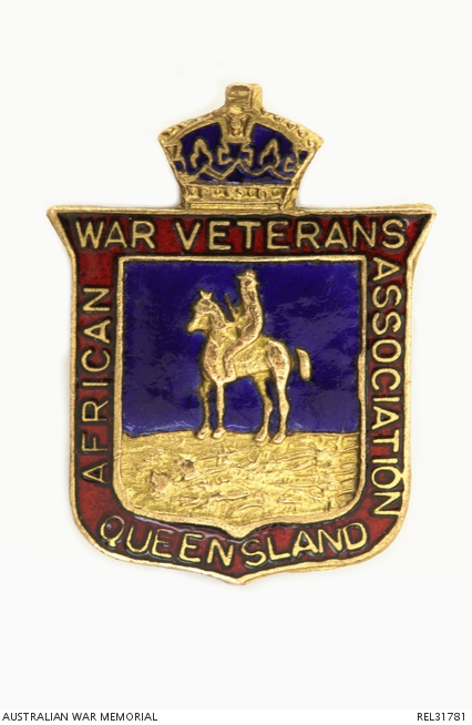 Lapel badge: Queensland African War Veterans Association | Australian ...