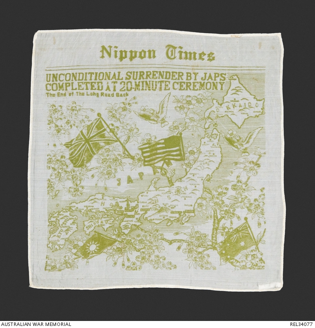 Souvenir handkerchief : Nippon Times 'Unconditional Surrender ...