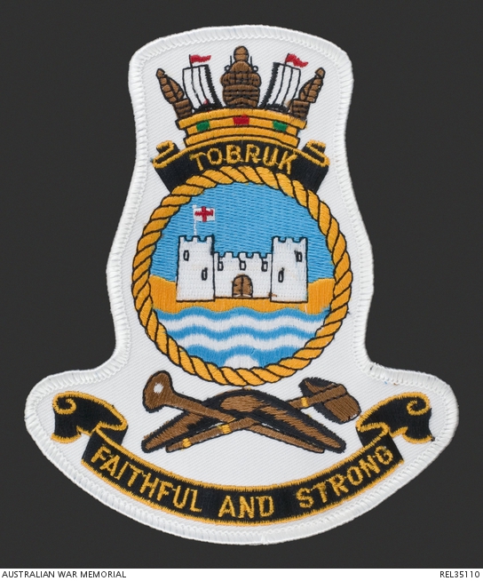 Woven cloth badge : HMAS Tobruk | Australian War Memorial