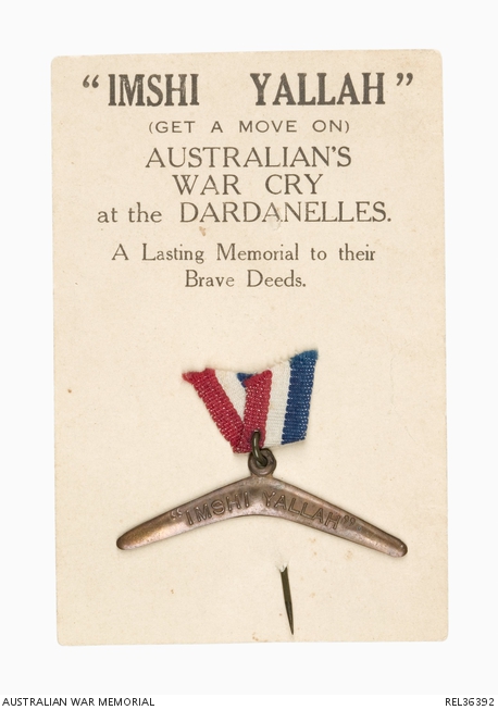 Souvenir 'Imshi Yallah' brooch | Australian War Memorial