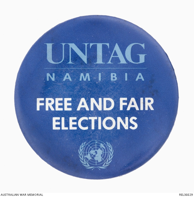 Namibian election badge : Sapper D Lesicnik, 17 Construction Squadron ...