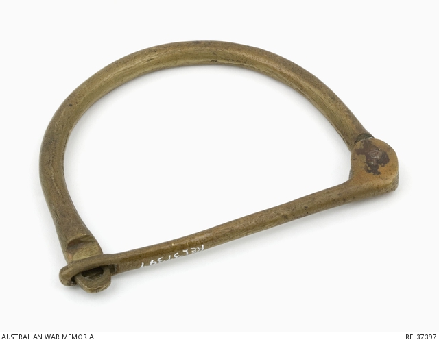 Large brass kitbag lock | Australian War Memorial