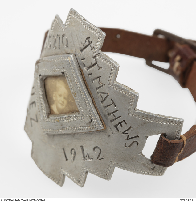 Aluminium wrist bracelet : Private T J Mathews, Royal Australian ...