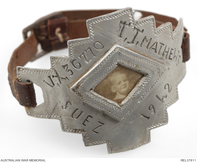 Aluminium wrist bracelet : Private T J Mathews, Royal Australian ...