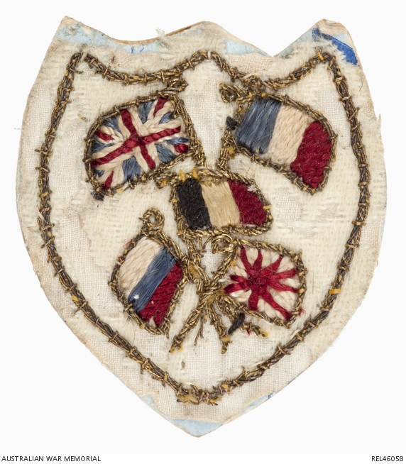 Flags of the Allies gold and silk embroidered fundraising badge ...