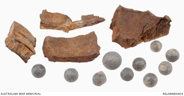 Shell fragments and shrapnel balls : Scrubby Knoll, Gallipoli ...