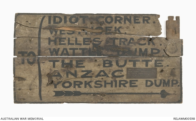 Sign : British notice board, "Idiot Corner" | Australian War Memorial